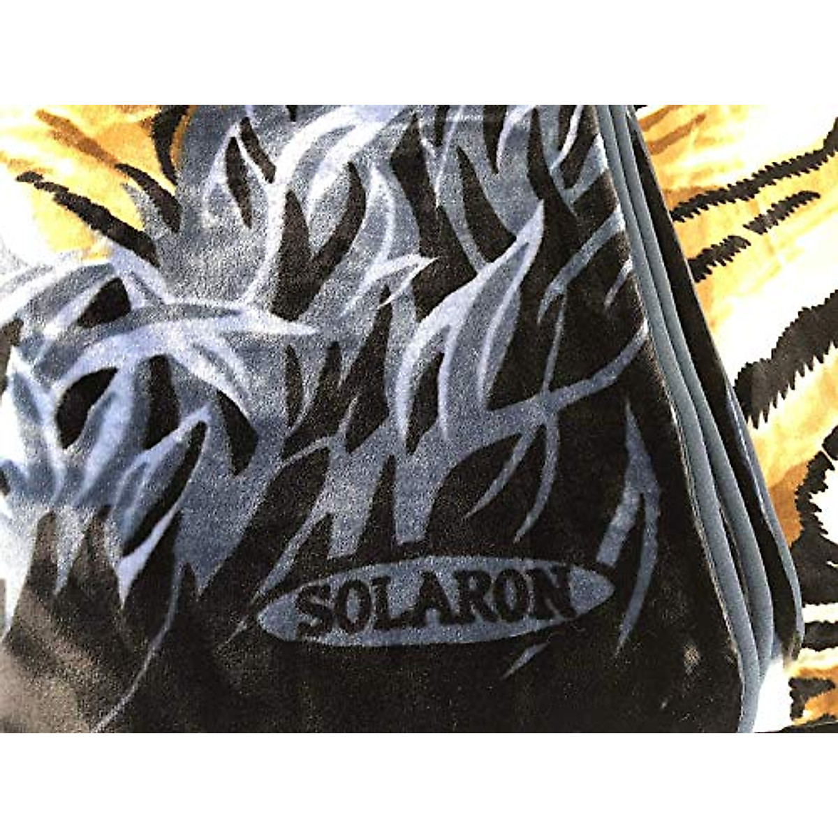 Solaron Super Thick Mink Blanket BM253 Queen 3 Tigers BLACK