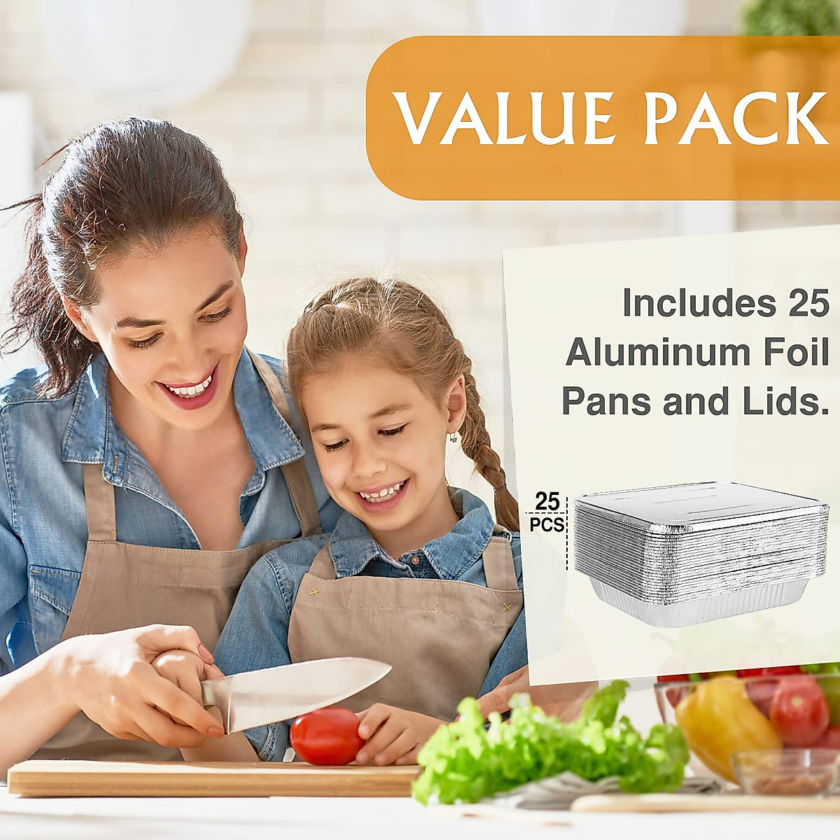 Aluminum Pans Trays With Aluminum Lids 10 Pack 3 Liter - 9"x13" Inch Half Size Disposable Baking Containers - Recyclable Pans for Storing Serving & Reheating - Freezer Air Fryer and Oven Safe