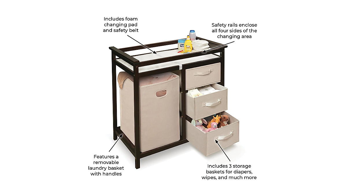 Badger Basket Modern Baby Changing Table - Stylish & Secure