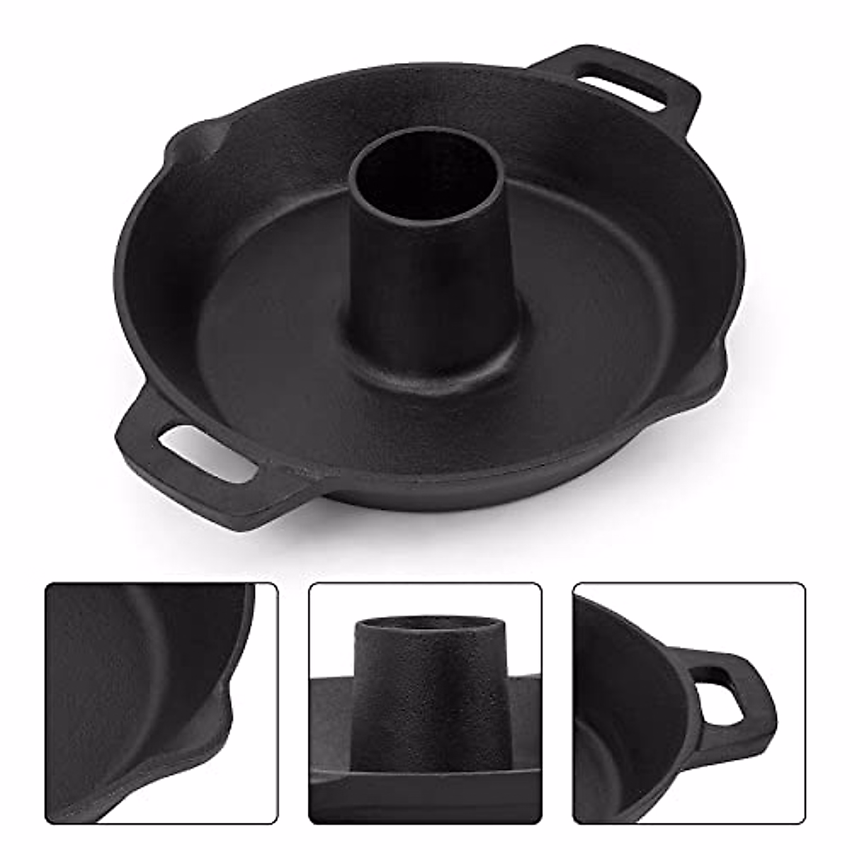 Onlyfire Universal Cast Iron Chicken Roaster, Pre-Seasoned Poultry Roaster Beer Can Turkey Holder with Roasting Pan for Most Grills and Oven