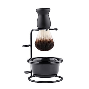 CCbeauty Mens Shaving Brush and Bowl Kit, 4-IN-1 Shave Brushes Set with Soap Cup, Badger Hair Shaving Brushes&Stand Holder, Safety Razor, Dad Husband Boyfriend Birthday Valentines Day Gifts for Him