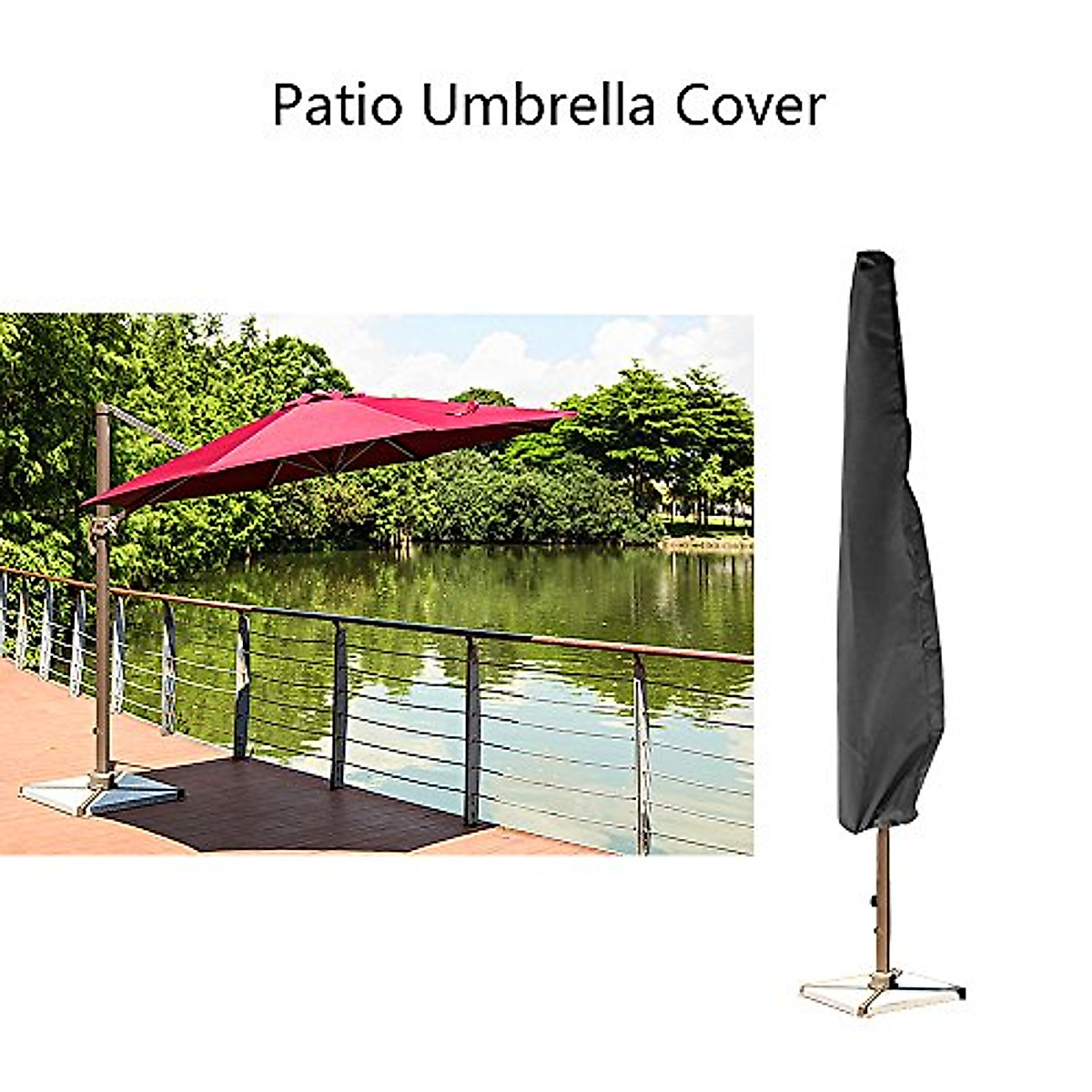 ALLOMN Outdoor Patio Umbrella Cover, Waterproof and UV Protection Fabric Parasol Cover for 9-11 Feet Garden Yard Balcony Umbrellas