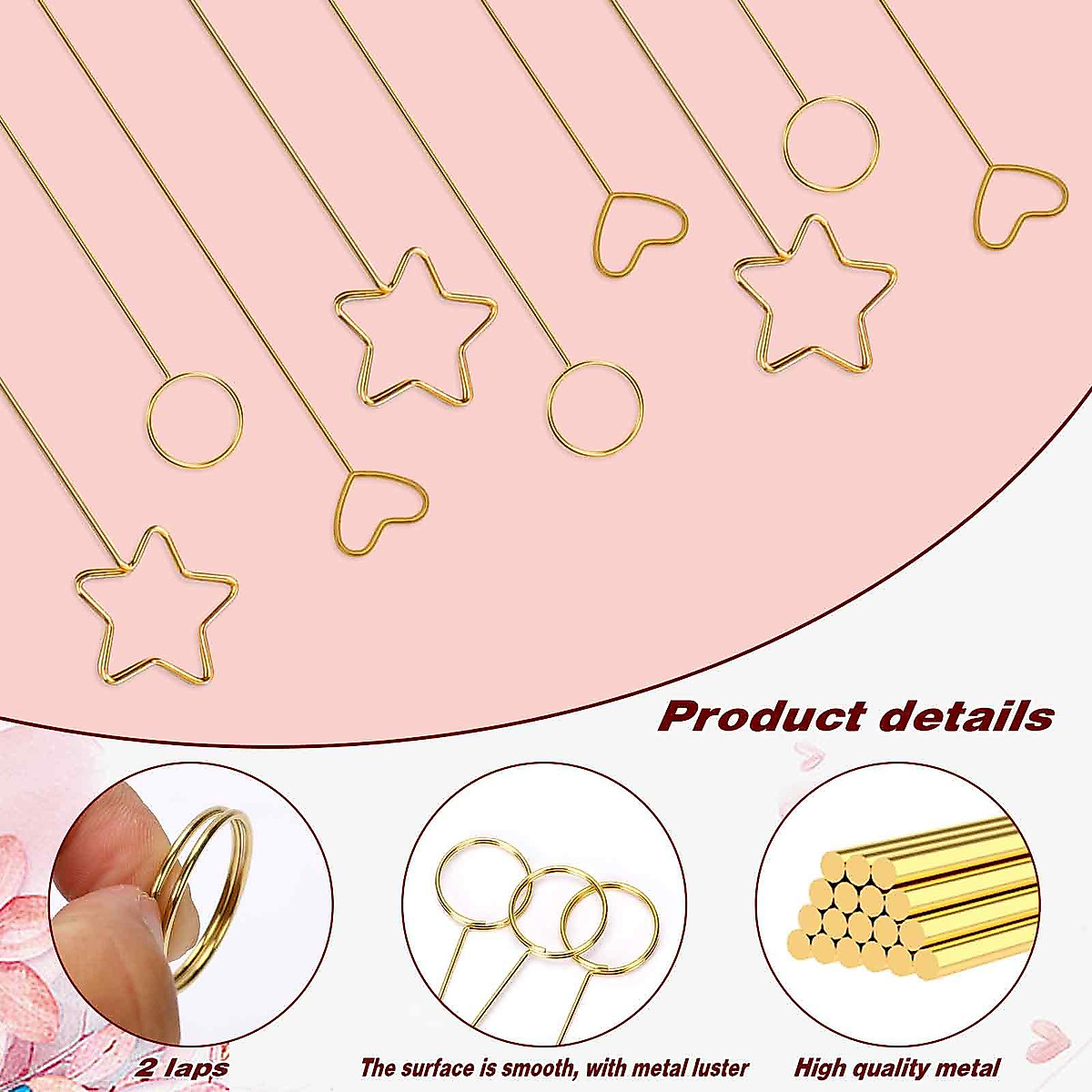 30Pcs Floral Card Holder Picks, Photo Sticks for Centerpieces Photo Memo Holder Pick Stick, Metal Floral Place Card Holder, Gold Round Photo Stick Clip, Gift Card Holder for Wedding and Party(3 Shapes