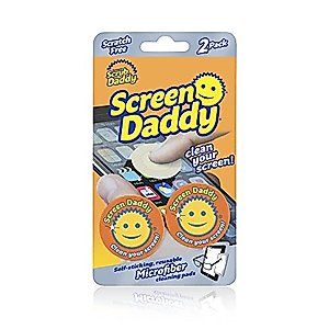 Scrub Daddy Screen Cleaning Microfiber Cloth Pads - Screen Daddy- Screen Cleaning Pads for Phone, Computer Screen, Eye Glasses, Lenses, Scratch-Free, Streak-Free, Reusable, Washable, 2ct