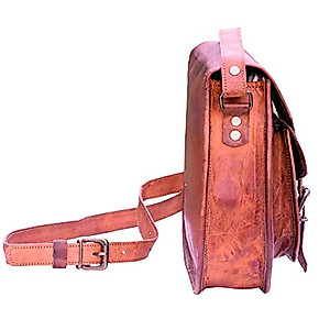 IndianHandoArt 10" Inch Distressed Leather Women's Hippe Leather Purse Crossbody Shoulder Bag Travel Satchel Handbag Ipad Bag.