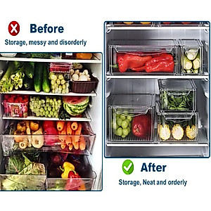 Set of 10 Refrigerator Organization Bins with Lids, Clear Fruit and Vegetable Storage Containers Fridge Organizer, Acrylic Stackable Kitchen Fridge Organizers and Storage Cabinets
