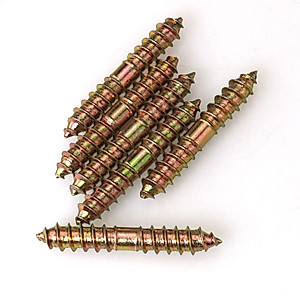 E-outstanding 20Pcs Double Ended Wood Woodworking Furniture Screw Dowel Furniture Connecting Fixing Dowel Screws, M6x40mm