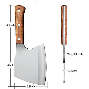 ohmonlyhoo 2024 New Meat Cleaver, Ultra Sharp Heavy Duty Bone Chopper Knife with Wood Handle For Meat, Vegetable and Bone Cutting with High Carbon Stainless Steel Bone Cutting Knife Bone Breaker