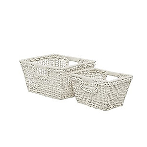 Deco 79 Farmhouse Cotton Storage Basket, 9", 8"H, White