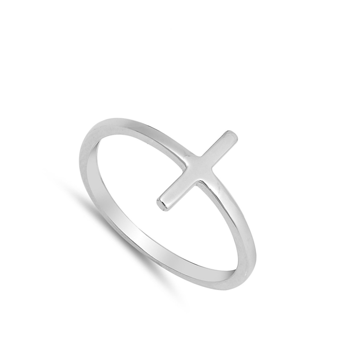 Sideways Cross Bar Stackable Love Ring New .925 Sterling Silver Band Size 9