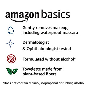 Amazon Basics Make Up Remover Wipes, Original, 25 Count, Pack of 6 (Previously Solimo)