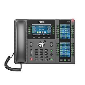 Fanvil X210 Enterprise VoIP Phone, 4.3-Inch Color Display, Two 3.5-Inch Side Color Displays for DSS Keys. 20 SIP Lines, Dual-port Gigabit Ethernet, Power Adapter Not Included