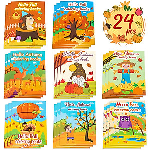 90shine 24PCS Fall Coloring Books for Kids, Thanksgiving Party Favors in Bulk Goodie Bag Stuffers Ages 2-4 3-5 4-8