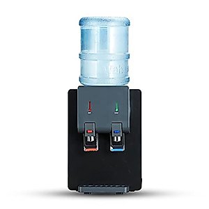 ACCVI Premium Countertop Water Cooler Dispenser, Holds 3 or 5 Gallon Jug, Top Loading, Hot and Cold Water, Child Safety Lock, Compact Design Ideal For Homes, Kitchens, Offices, Dorms, Black