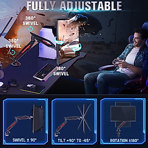 MOUNTUP Triple Monitor Desk Mount& Single Monitor Stand Fully Adjustable Bundle for Computer Screen up to 27 inch, Holds up to 17.6lbs