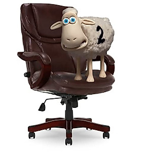 Serta Big and Tall Executive Office Chair with Wood Accents Adjustable High Back Ergonomic Lumbar Support, Bonded Leather, 30.5D x 27.25W x 47H in, Chestnut Brown