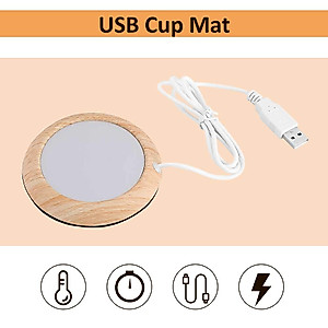 Creative USB Wood Insulation Grain Cup Heat Beverage Mug Mat Warmer Office Tea Milk Coffee Felt Heater Pad Coaster(Bright Wooden Grain)