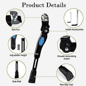 Cyfie Bike Kickstand for 16 18 20 inch Wheel, Adjustable Center Mount Bicycle Kickstand for Kids Bike Aluminum Alloy Children's Kick Stand for 16 18 inch Wheel with 20 22 Inch Sub-Rod