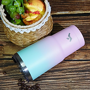 Konokyo 20 oz Tumbler with Handle and 2 Straw 2 Lid, Insulated Water Bottle Stainless Steel Vacuum Cup Reusable Travel Mug,Gum
