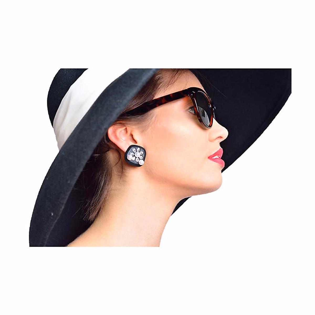 Utopiat High-End Audrey Style Adjustable Oversized Black Wool Hat W/Silk Scarf Inspired by BAT's