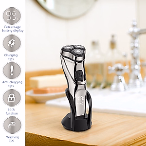 WELIRY Electric Razor for Men Electric Shaver Mens for Shaving with Pop-up Trimmer Electric Rotary Shavers for Men Wet & Dry Cordless Waterproof USB Rechargeable