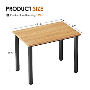 Need Small Desk, 31.5 inch Sturdy Writing Desk for Small Spaces, Small Computer Desk Teens Desk Study Table Laptop Desk Home Ofice Desk, Black Metal Frame, Teak