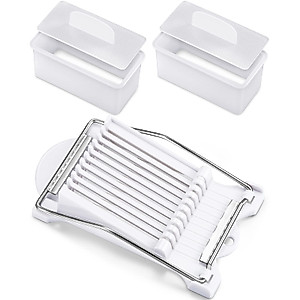 2 Pieces Musubi Mold and Slicer Rectangle White Musubi Maker Kit Safe Luncheon Meat Slicer Musubi Press Mold for Kitchen, Restaurant, Home