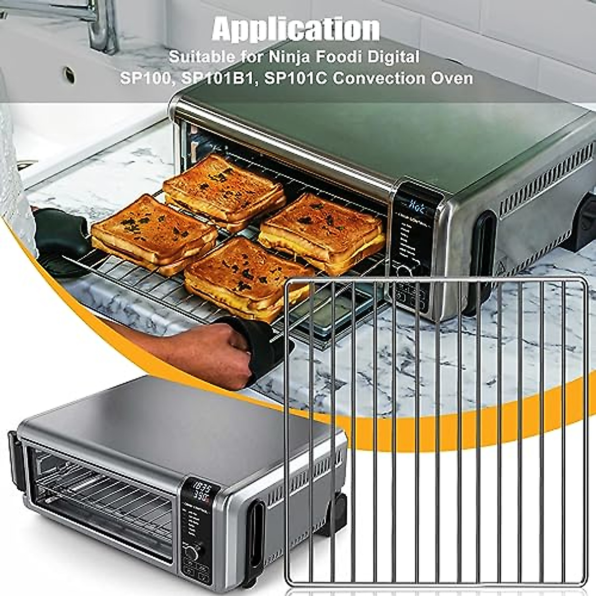 Air Fryer Rack for Ninja Foodi 10 in 1 SP101 Digital Air Fryer Countertop Oven, 13.4''*13.4'' Stainless Steel Air Fryer Accessories Roasting Steamer Grill Racks Baking Tray，Dishwasher safe