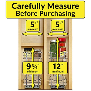 Lynk Professional® Pull Out Spice Rack Organizer for Cabinet - Slide Out Vertical Spice Rack - 4-1/4 inch Wide Sliding Spice Organizer Shelf - Double, Chrome