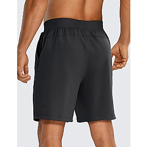 CRZ YOGA Men's Four-Way Stretch Workout Shorts - 7'' Soft Durable Casual Athletic Shorts with Pockets Gym Running Hiking Ink Gray Large