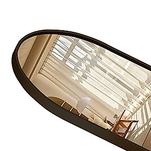 ZMYCZ Floor Mirror, 64"x21" Arched Full Length Mirror Standing Hanging or Leaning Against Wall, Arched-Top Mirror with Aluminum Alloy Frame, Body Mirror for Bedroom (Black)