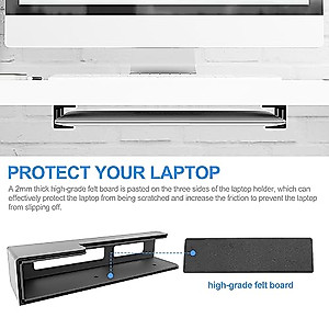 GOME Laptop Wall Mount Metal Bracket with Felt Board to Protect Your Laptop, Laptop Wall Mount Holder Shelf with Screws to Enhanced Stability