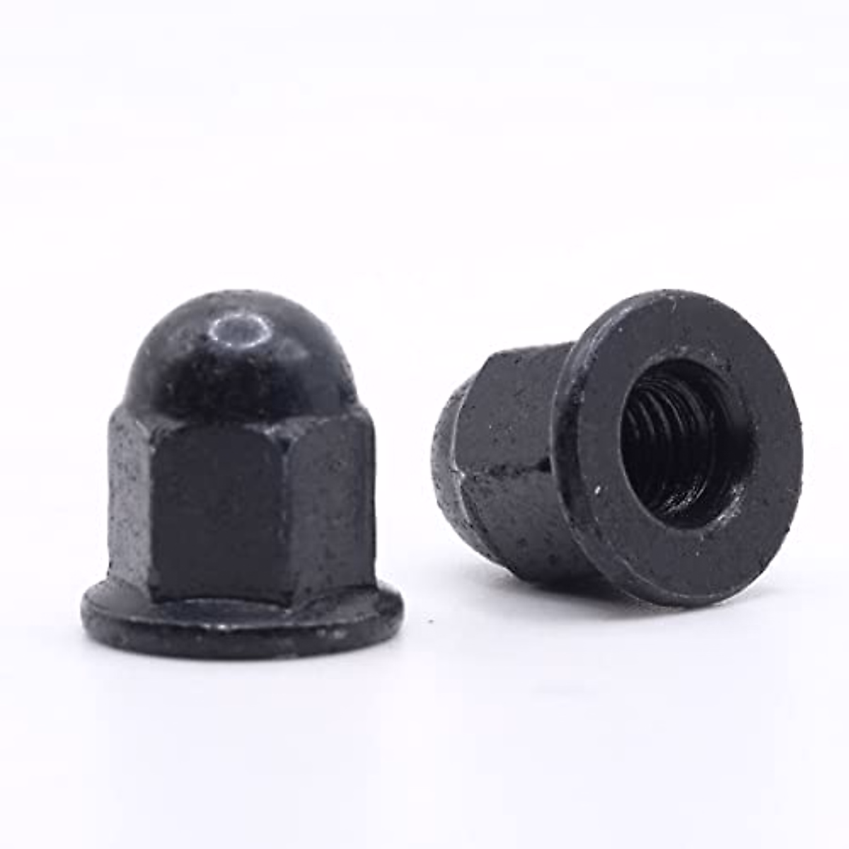 ReplacementScrews License Plate Retainer Screws/Nuts Compatible with Volvo S60 (Screws onto Existing Stud) - Tall Dome/Acorn Head with Flange - Black Plated Steel Cap (Pack of 4)