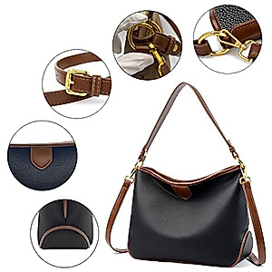 TarsaMult Hobo Bags for Women Soft Faux Leather Shoulder Crossbody Ladies Purses and Handbags Fashion Large Bucket Tote Bag(6157 Black)