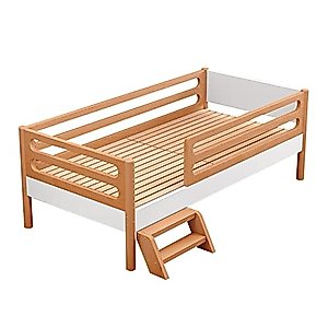 Wooden Bed Frame, Solid Wood Bedroom Furniture with Guardrail Boy Individual Widen Beech Baby Stitching Side Bed for Adults Teenagers Easy Assemble (Size : 150x80x40cm)