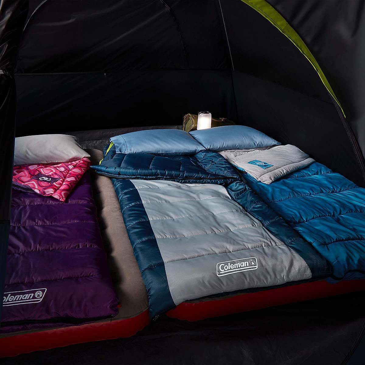 Coleman Camping Tent | 6-Person Dark Room Dome Camping Tent with Fast Pitch Setup, Blue