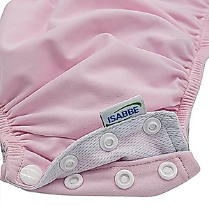 ISABBE Reusable Swim Diaper for Babies & Toddlers - Perfect Nappy for Swimmers in Pool or Beach - Great for Little Boys and Girls. (Pack of 2, Pink Red Large)