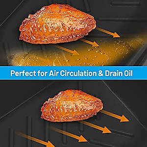 6 Packs Silicone Air Fryer Liner, Air Fryer Silicone Pot Rectangular for Ninja Foodi Dual DZ201 8QT, Replacement Baking Tray for Ninja/Instant Vortex Dual Zone Air Fryer AF300UK, AF400UK (Black)