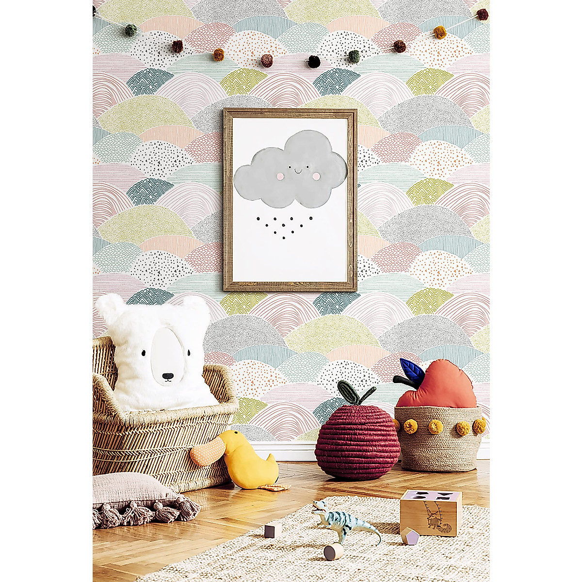 Toduso Peel and Stick Wallpaper Dot/Line Contact Paper Pink Wallpaper 15.5''x78.7'' Removable Self-Adhesive Wallpaper Room Decor Wall Covering Vinyl Rolls