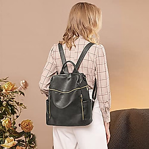 Makes Backpack Purse for Women, PU Leather Travel Satchel Handbag, Convertible Design Bag with Purse, 2 Piece(Black)