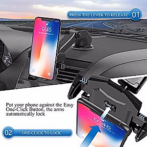 Manords Car Phone Mount Holder for Dashboard Windshield Compatible with All iPhone & Android Cell Phones, Black