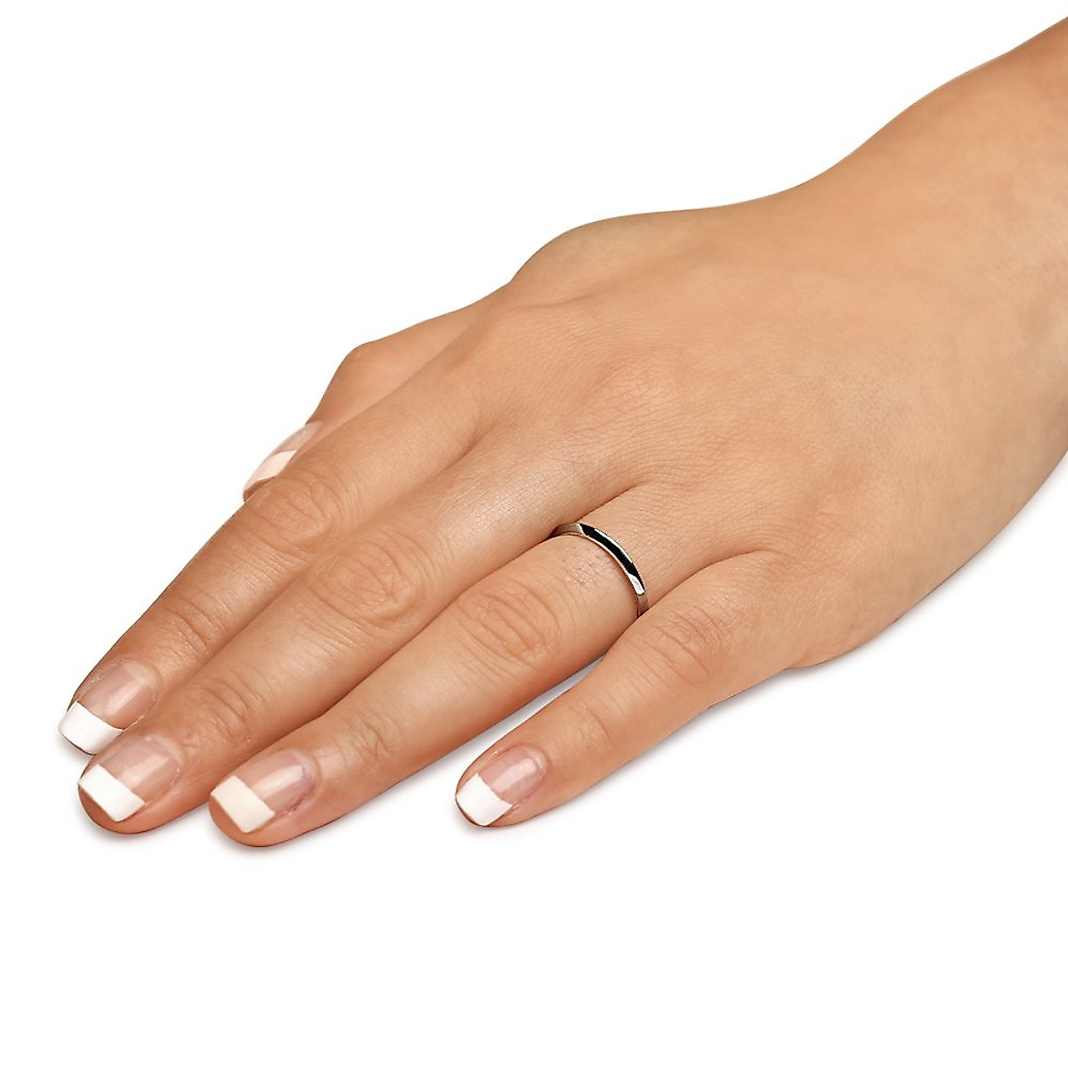 Size - 5.5 - Solid 14k White Gold Round Cut Plain Traditional Knife Edge Bridal Engagement Ring & Wedding Band CZ Cubic Zirconia 1.0ct.