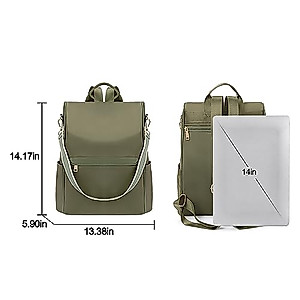 CLUCI Backpack Purse for Women Travel Backpack Nylon Anti Theft Lightweight Daybag Large Ladies Casual Shoulder Bags Green