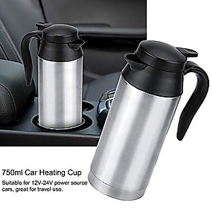 750ml Heated Travel Mug- Stainless Steel Car Water Heating Cup Car Cigarette Lighter DC12V Boiling Water Cup
