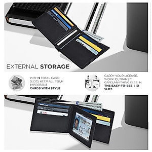 Bi Fold Wallets | Slim Black Genuine Leather Minimalist Front Pocket Wallets For Men | Billfold Wallet | Gifts For Men