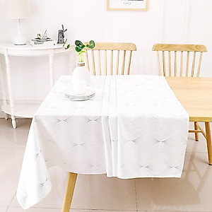 Majestic Giftware Velvet Tablecloths for Rectangle Tables | (70/160) - TC1409 Silver Infinity Print Hem Stitch Dining Table Cover | Decorative Washable Rectangle Tablecloth for Kitchen, Dinning, Party