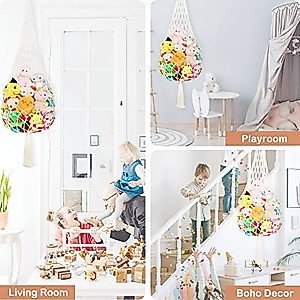 Yamamine Stuffed Animal Storage Stuffed Animal Net or Hammock Large Stuffed Animal Hammock Ceiling Hanging Stuffed Animal Net Holder Toy Hammock for Stuff Animals Storage Corner,Cream