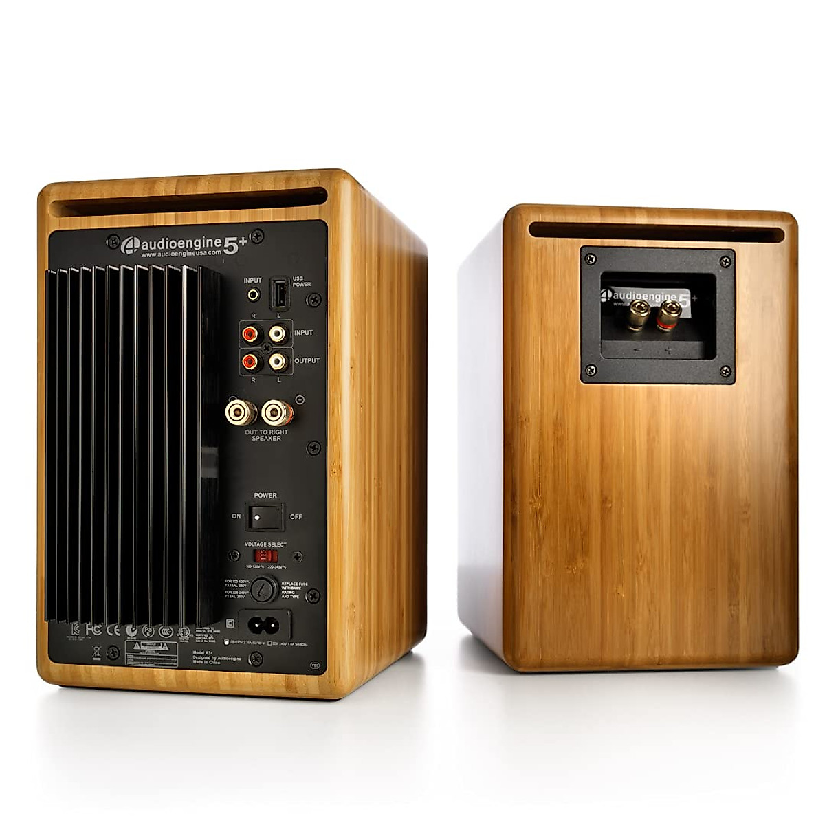 Audioengine A5 Powered Wired Bamboo Bookshelf Speakers - 150W Stereo Speakers for Home, Studio