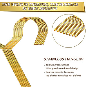 Suclain 60 Packs Gold Metal Wire Clothe Hangers 17.7 Inch Gold Wire Hangers Stainless Steel Hangers Bulk Heavy Duty Round Hook Thin Hangers for Coats Bridal Dry Cleaner(Gold)