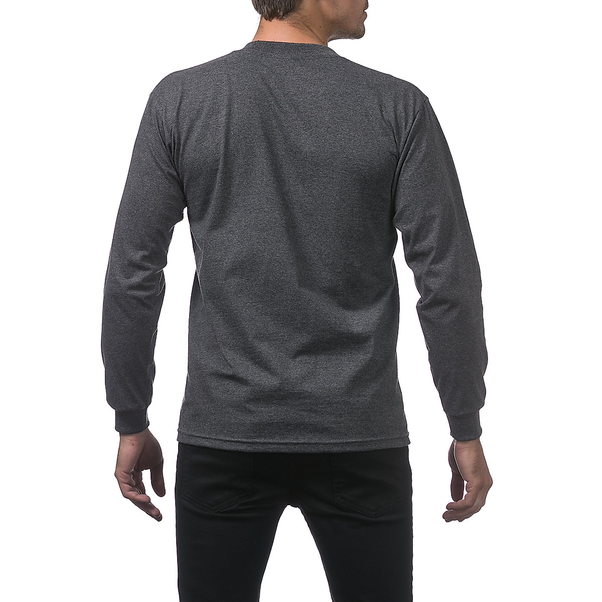 Pro Club Men's Heavyweight Cotton Long Sleeve Crew Neck T-Shirt, Large/Tall, Charcoal